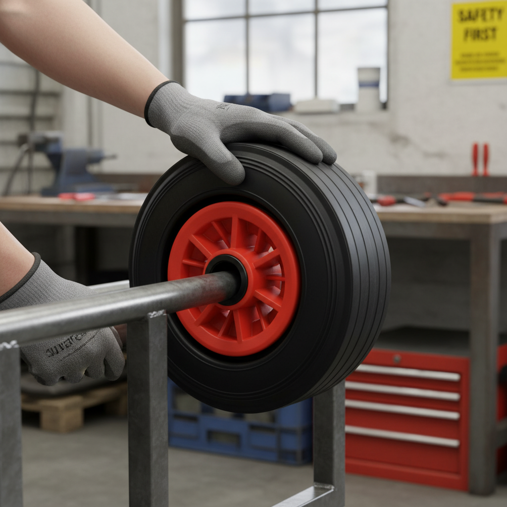 Premium 200mm Solid Black Rubber Wheels with Plastic Centre - Heavy Du