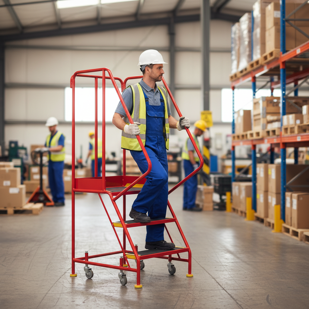 Premium Commercial BS Steps with Hinged Stabilisers, Various Tread Typ