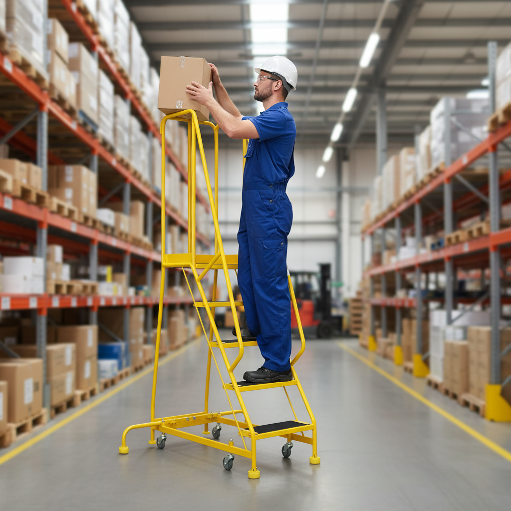 Premium Narrow Aisle Spring Loaded Steps with Anti-Slip Treads in Mult