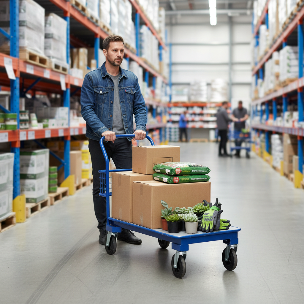 Heavy Duty Nestable Cash and Carry Trolley with Spring-Loaded Base and