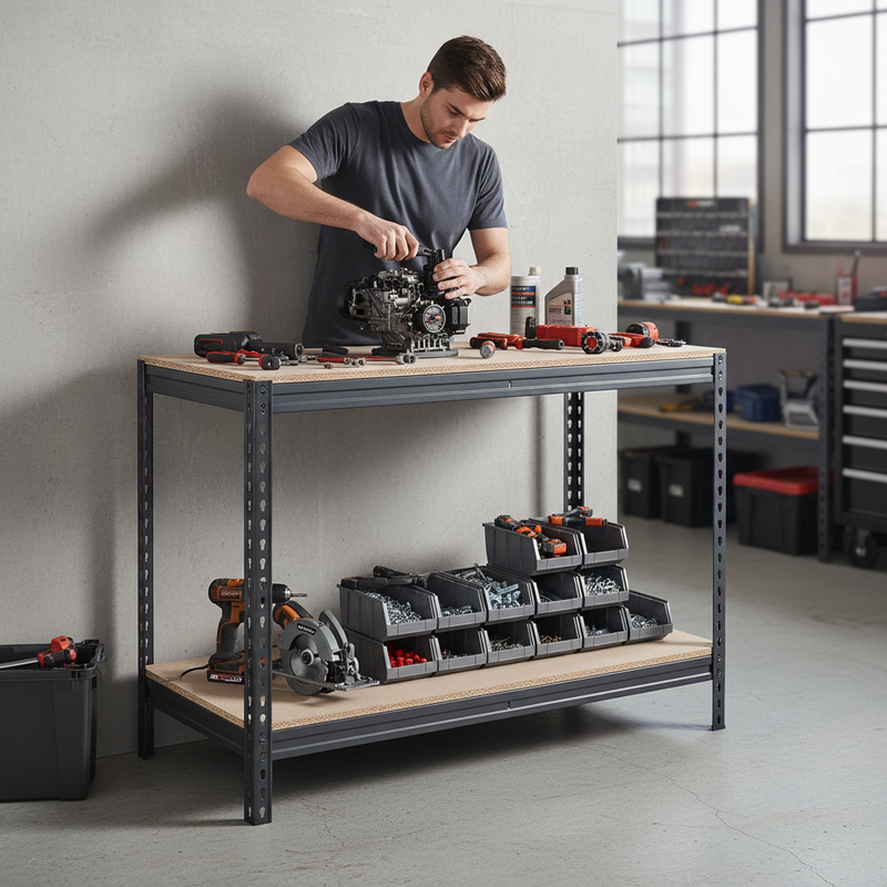 Heavy Duty Workbench - 915mm High - 400kg Capacity - Grey Chipboard